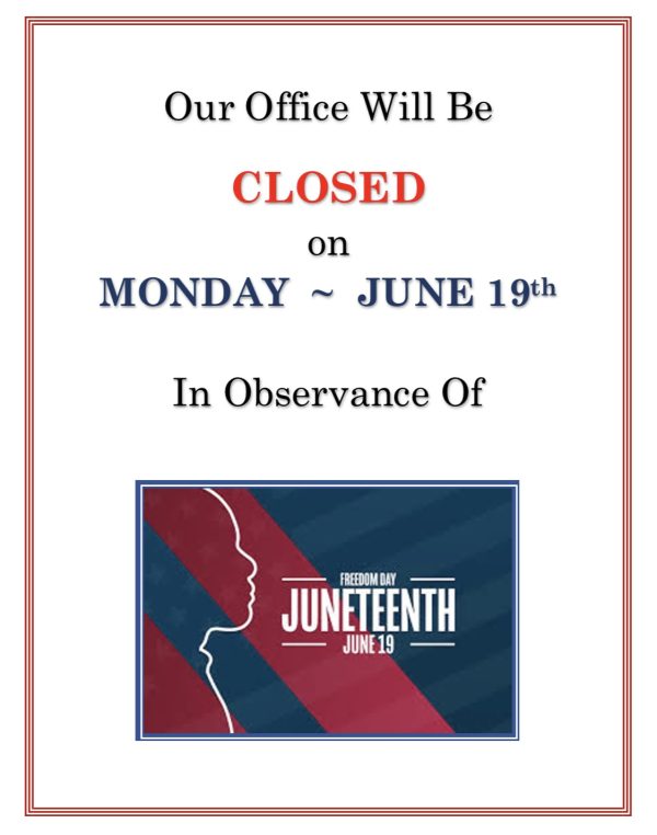 Our Office Closed in Observance of Juneteenth ~ Freedom Day – NVCCF