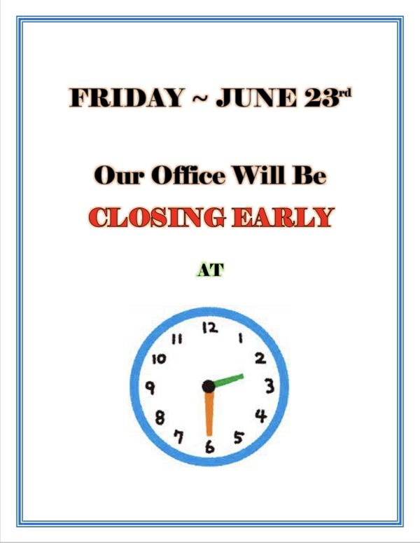 Our Office Closing Early (2:30pm) – NVCCF